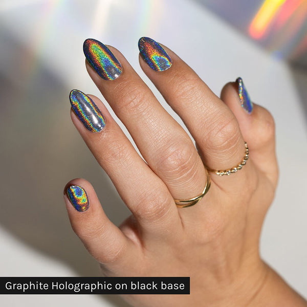 Graphite Chrome Nail Powder | Holographic Shine | New Zealand